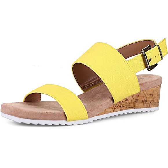 Mysoft | Shoes | Mysoft Yellow Open Toe Wedge Heel Sandals 75 | Poshmark